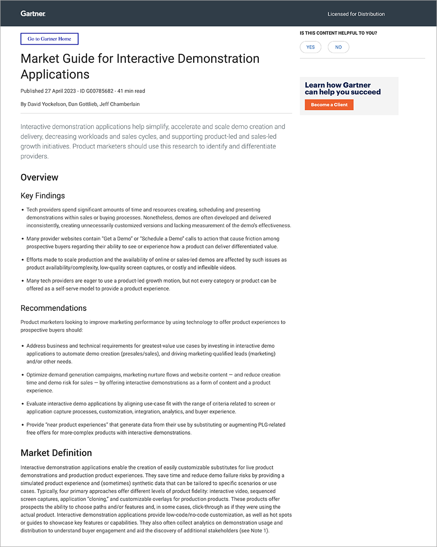 2023 Gartner Market Guide for Interactive Demonstration Applications ...